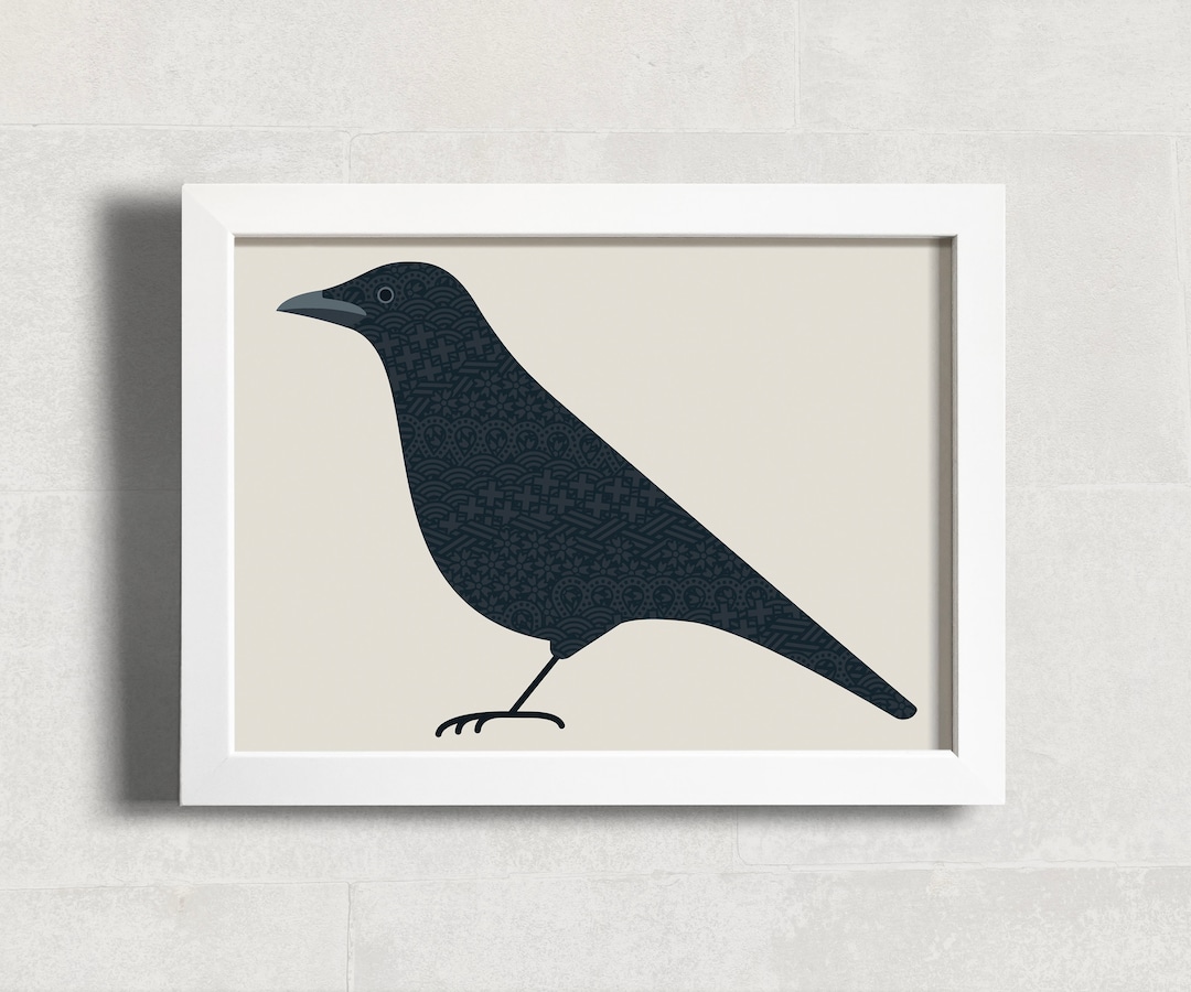 Carrion Crow A4 Giclée Print: Contemporary Bird Illustration. - Etsy
