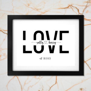 Personalised Cute Couple Names Print | Printed Wall Art | Personalized ...