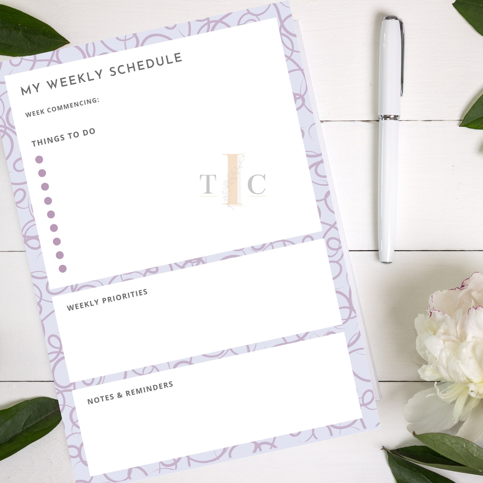 Weekly Schedule Digital Printable | Self Development | 12 Monthly ...