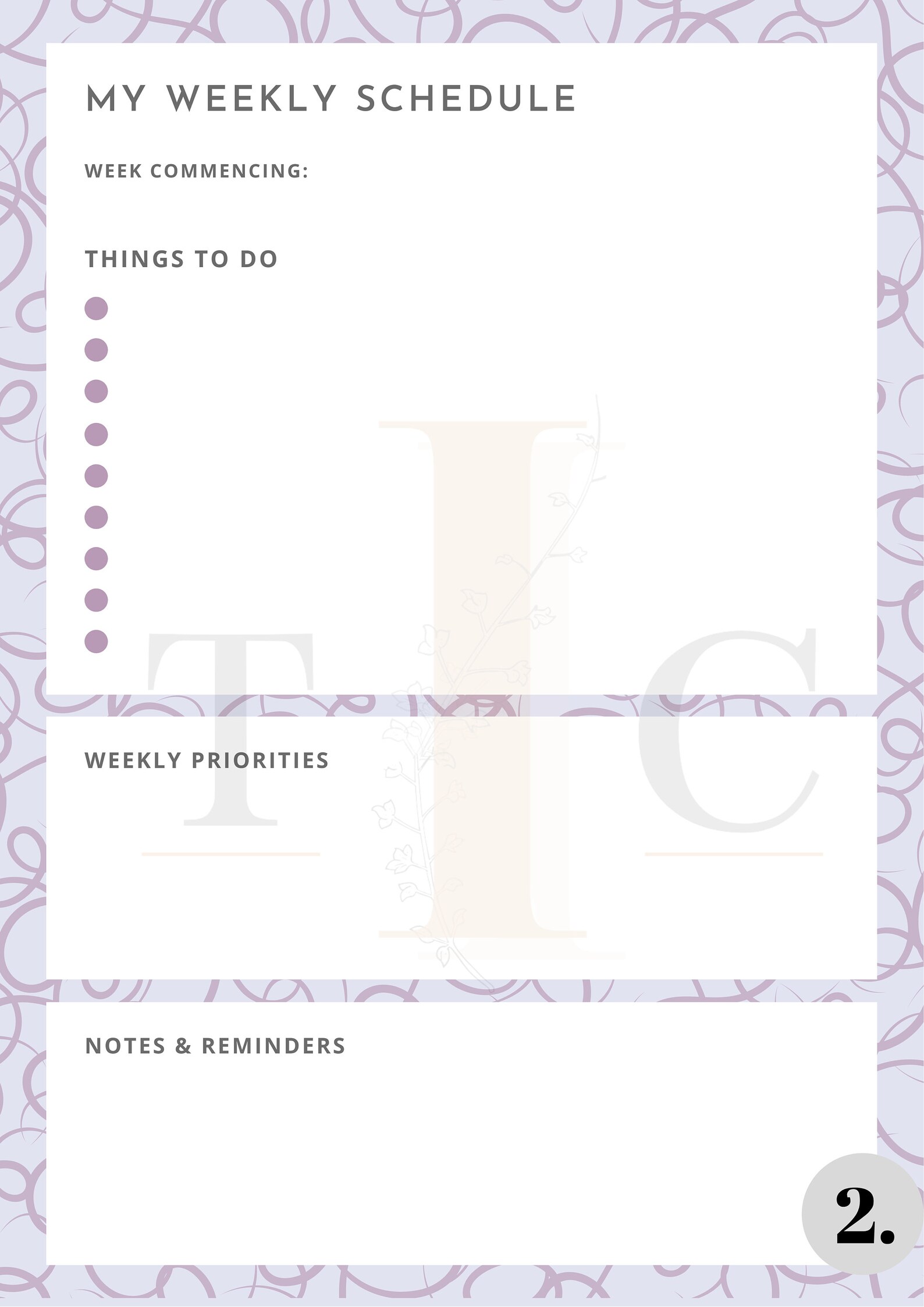 Weekly Schedule Digital Printable Self Development 12 Monthly Weekly ...