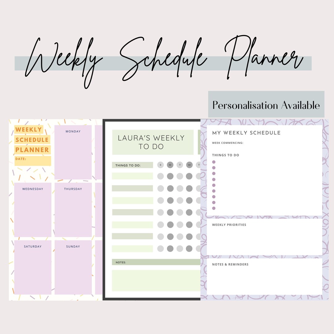Weekly Schedule Digital Printable | Self Development | 12 Monthly ...