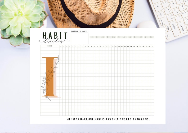 Habit Tracker | Self Development | Printed Daily Tracker | 12 Monthly ...