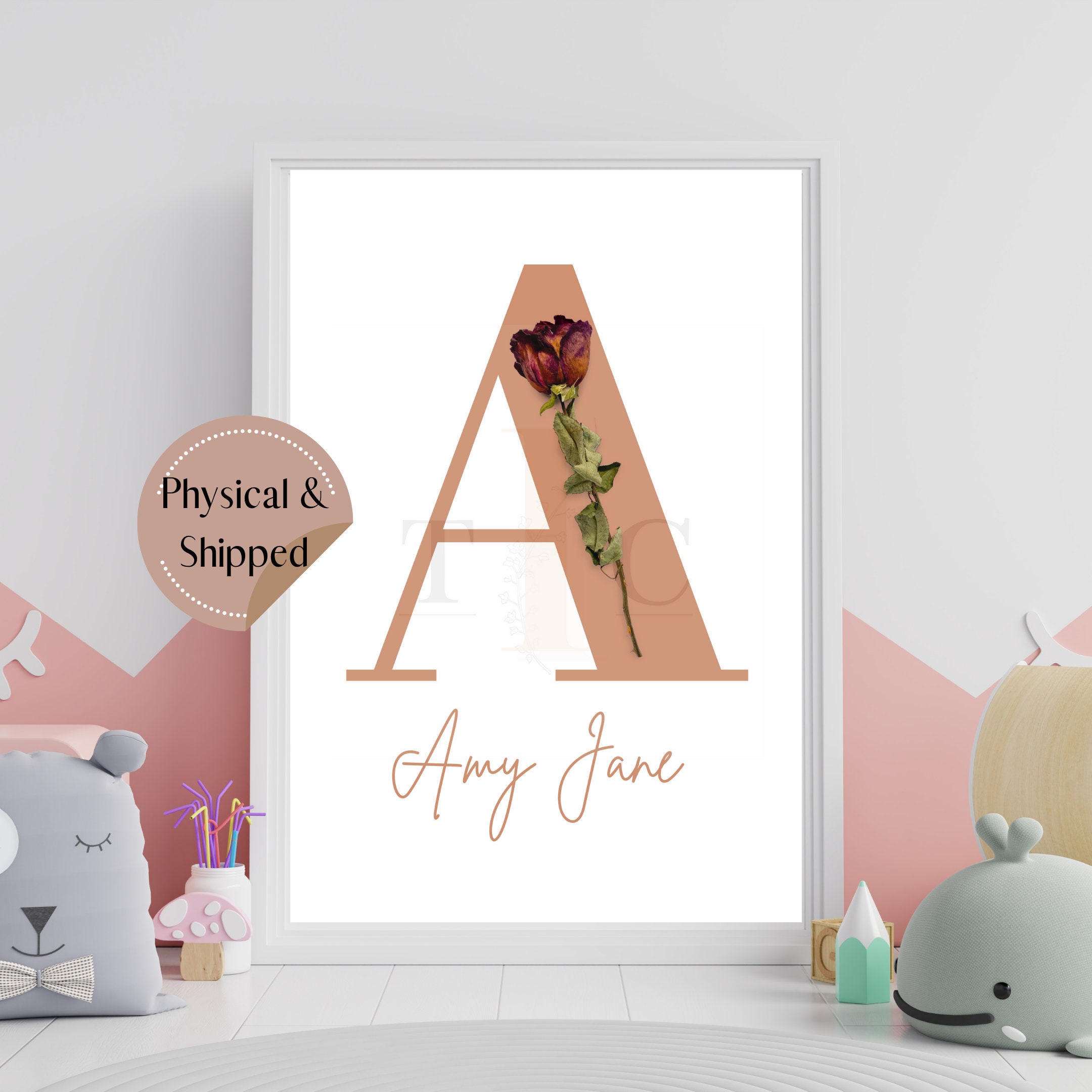 Personalised Initial Rose Print Kids Print Instant - Etsy