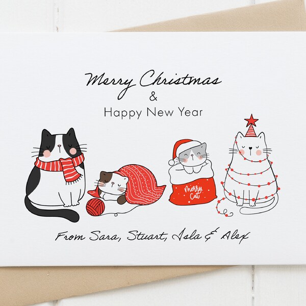 Cat Christmas Cards - Etsy