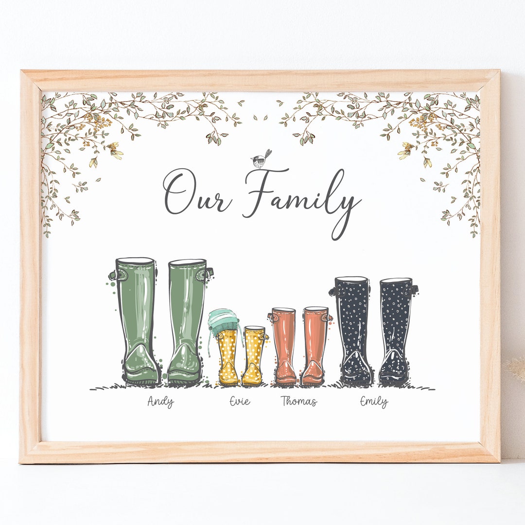 Family Print, Pastel Colour Wellies, Personalised Family Boots, New ...