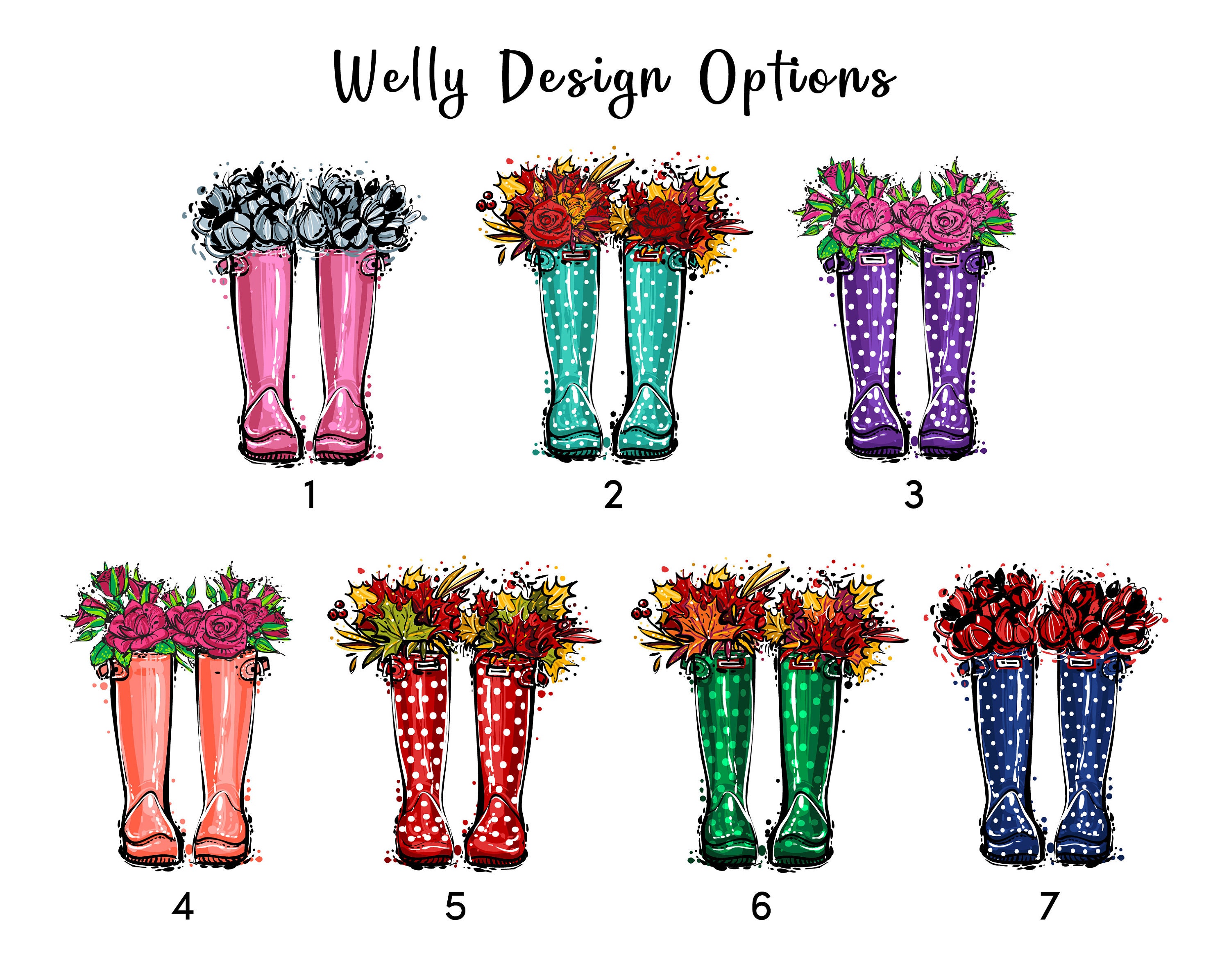 Family Print, Personalised Family Welly Print, Custom Family Portrait ...