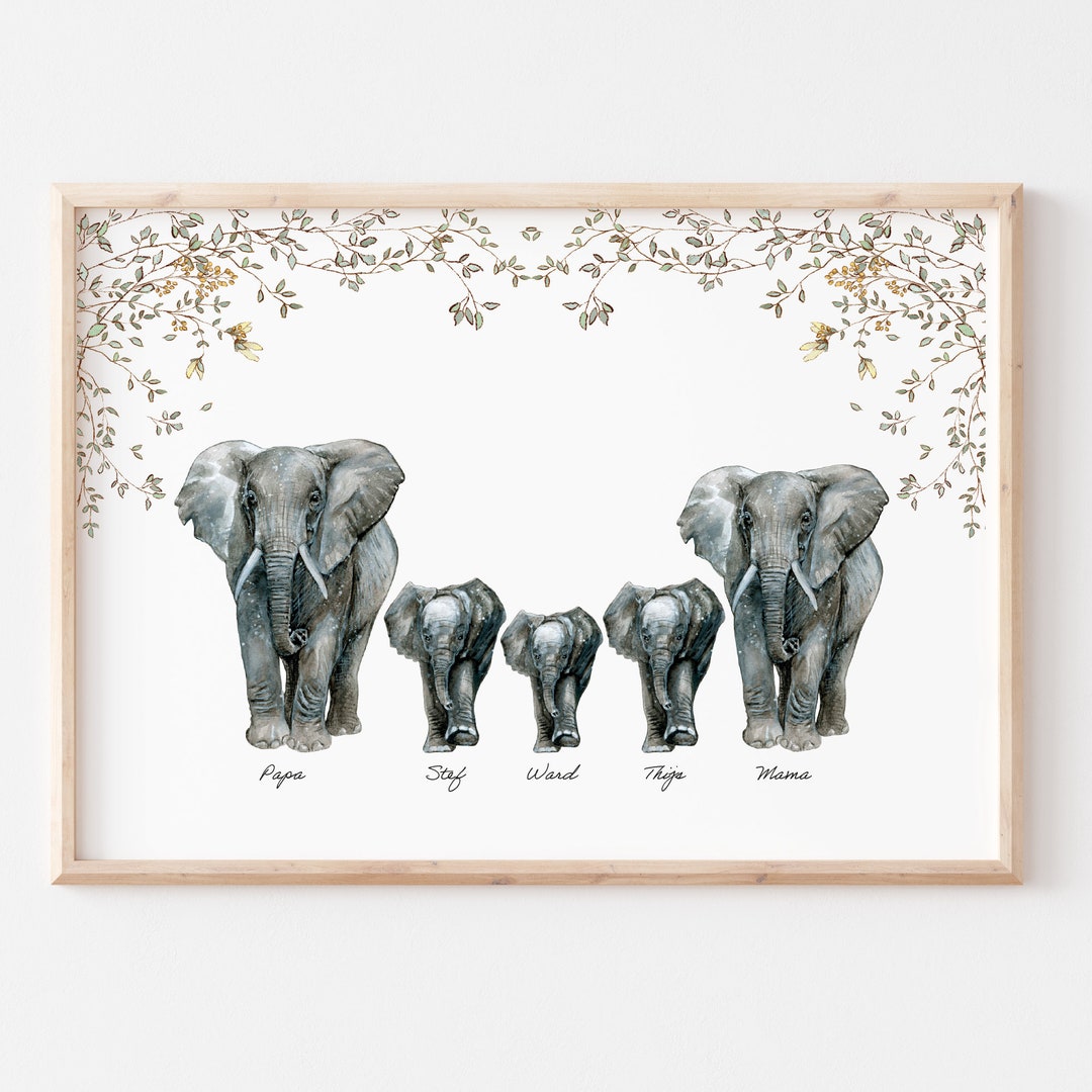 Personalised Elephant Family Print, Custom Print, New Home Gift ...
