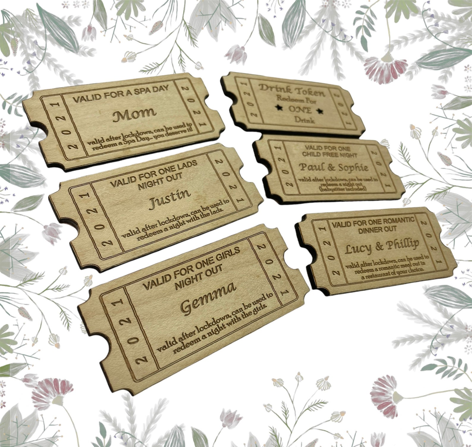 Personalised Wooden Token Gift Dinner Date Spa Day Drink | Etsy