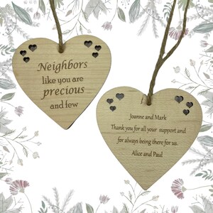 Personalized Maple Wood Neighbor Gift, Engraved Heart Ornament - Etsy UK