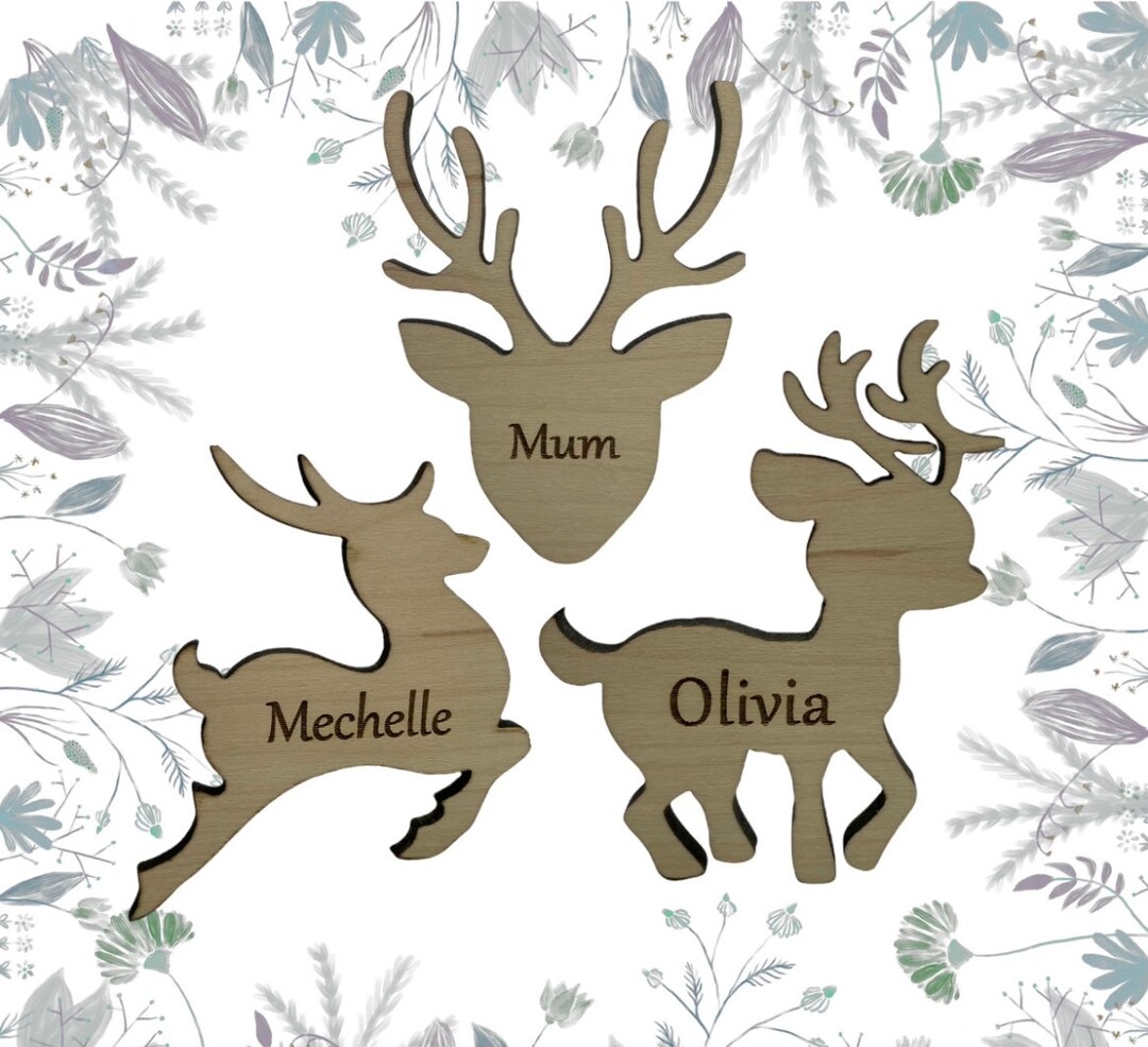 Personalised Wooden Reindeer Place Names, Personalised Christmas Table ...