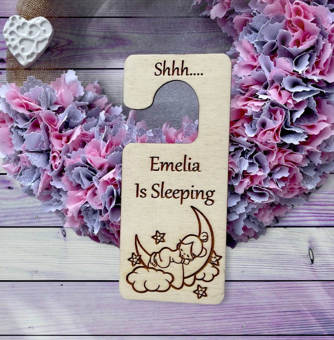 Personalised Baby Sleeping Door Hanger Baby Sleeping Sign | Etsy