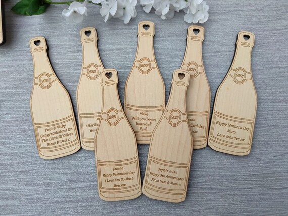 Personalised Wooden Bottle Tag For Wine Champagne Spirits | Etsy