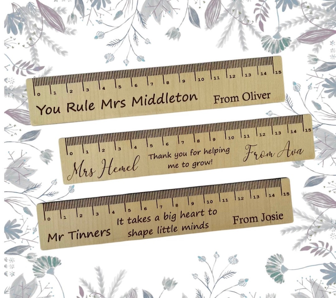 Personalised Teacher Gift Wooden Ruler, Engraved Wooden Ruler, End of ...