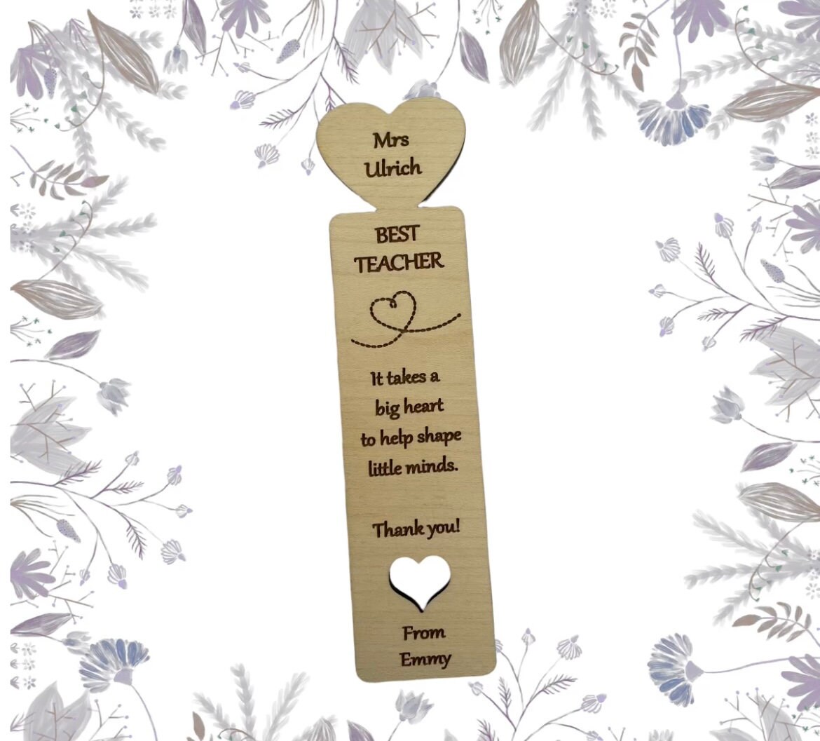 Personalised Wooden Teacher Bookmark Book Lover Reading Gift - Etsy