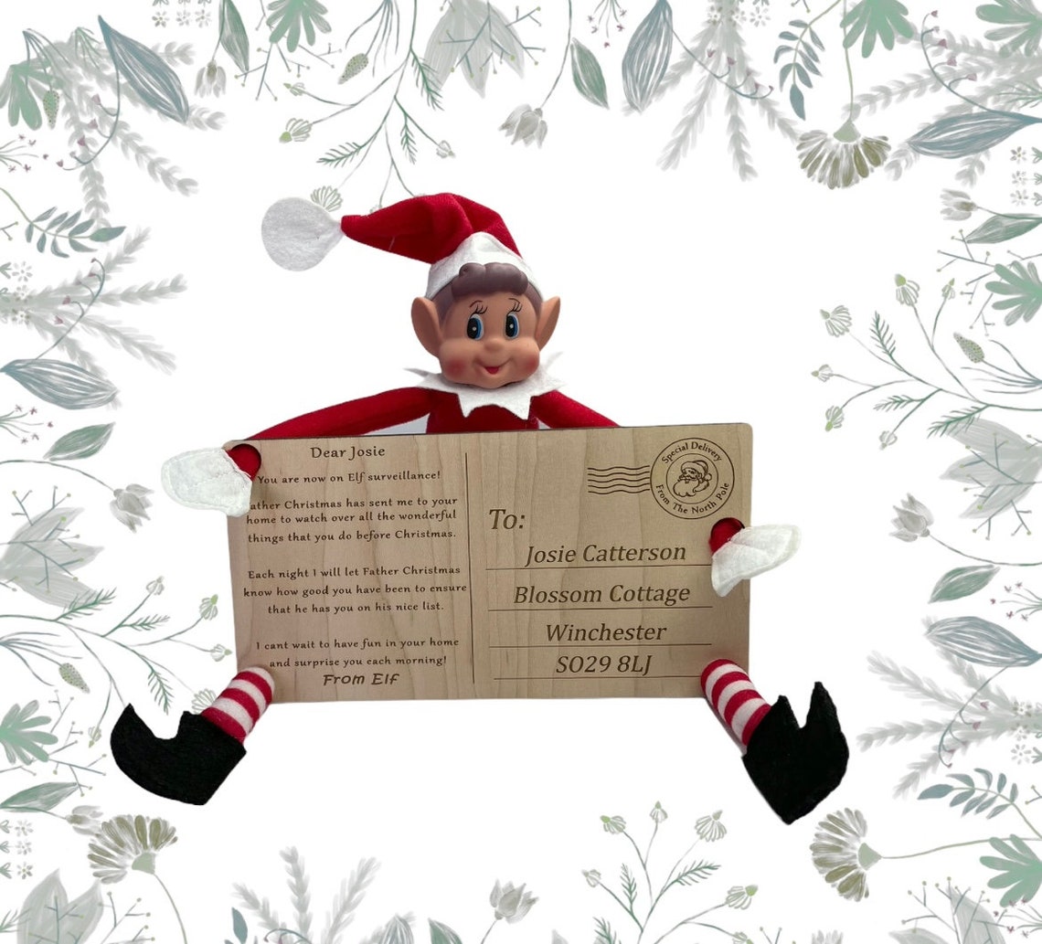 Personalised Elf Arrival Postcard, Christmas Elf Postcard, Personalised ...