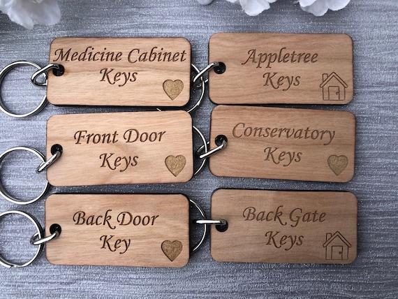 Personalised Key Tags Identification Labels Wooden Engraved | Etsy