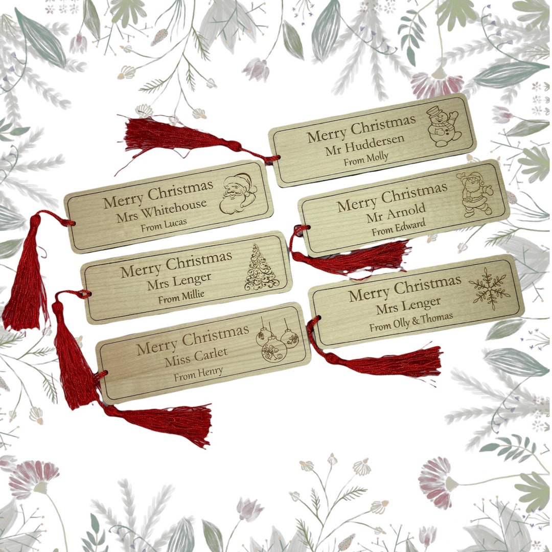 Personalized Wooden Christmas Bookmark, Teacher Gift - Etsy
