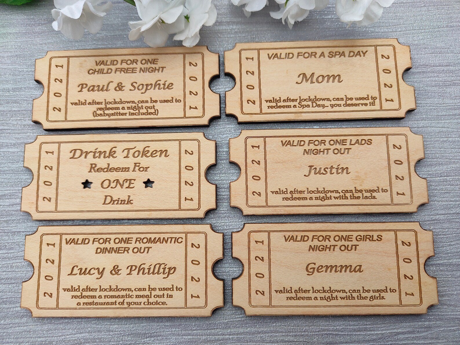 Personalised Wooden Token Gift Dinner Date Spa Day Drink | Etsy