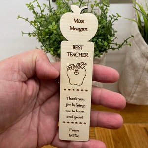 Personalised Wooden Teacher Bookmark, Book Lover Reading Gift, End of ...