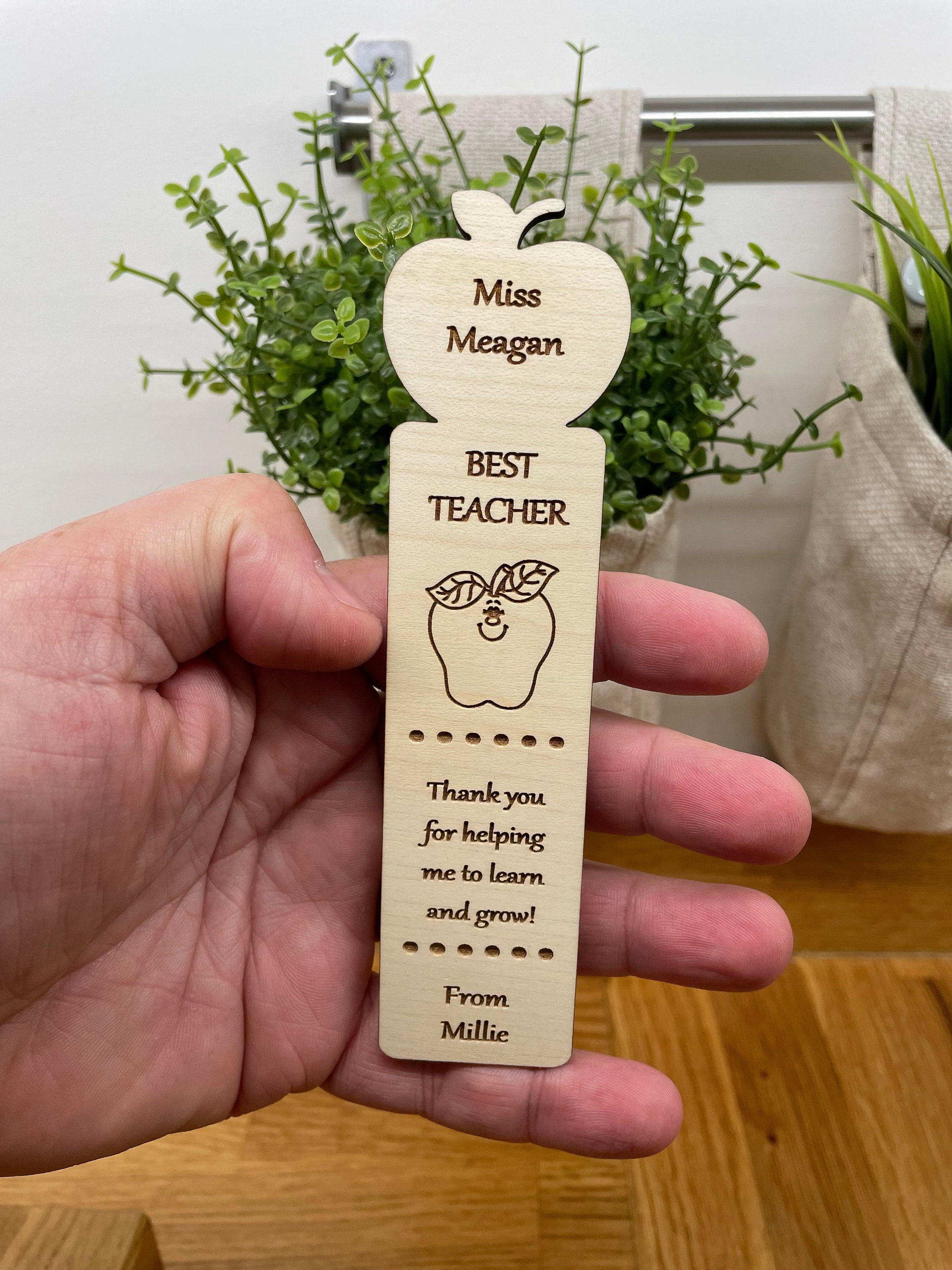 Personalised Wooden Teacher Bookmark, Book Lover Reading Gift, End of ...