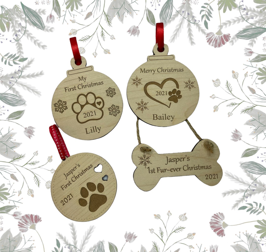 Personalised Dogs Cats First Christmas Bauble, Dog's First Christmas ...