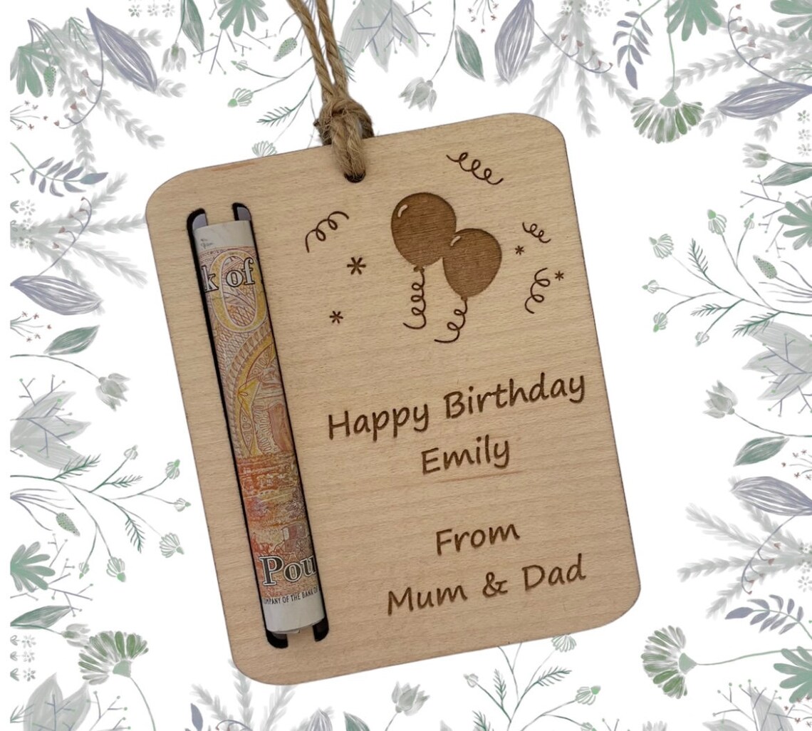 Personalised Money Holder Wooden Keepsake Money Voucher - Etsy