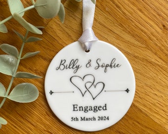 Engagement Gift Engaged Ceramic Hanging Keepsake Personalised ...