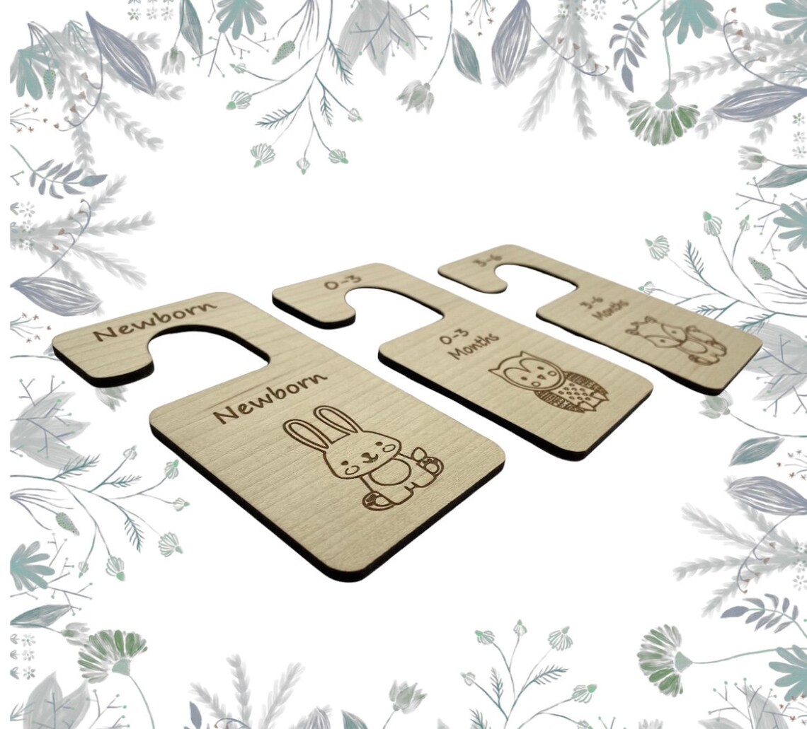 Set of 6 Baby Wardrobe Woodland Animals Dividers, New Baby Engraved ...