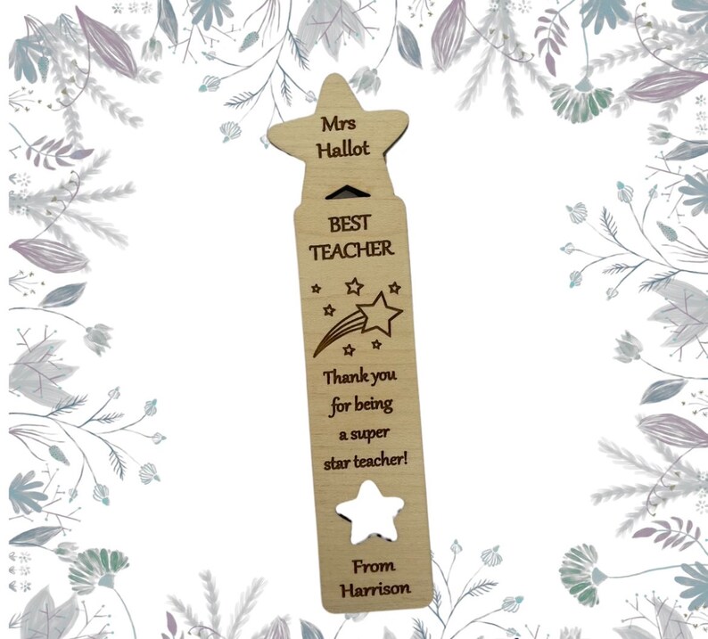 Personalised Wooden Teacher Bookmark Book Lover Reading Gift - Etsy UK