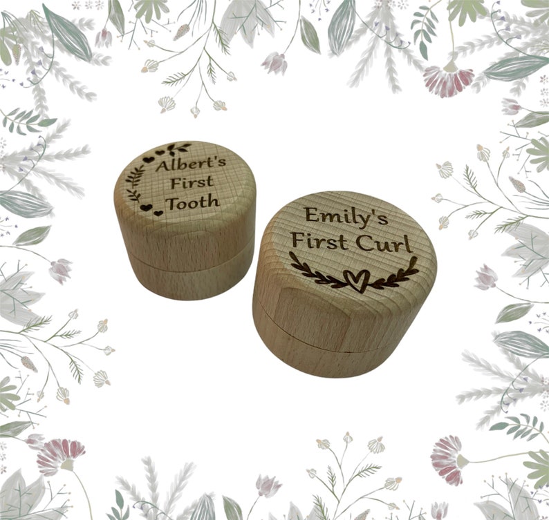Personalised First Tooth and Curl Box Wooden Trinket Box New - Etsy UK