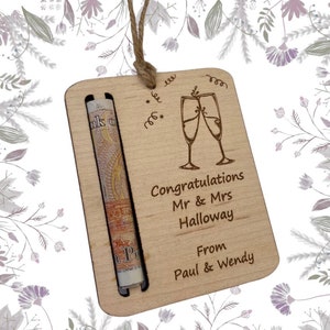 Personalised Money Holder, Wooden Keepsake Money Voucher, Alternative ...
