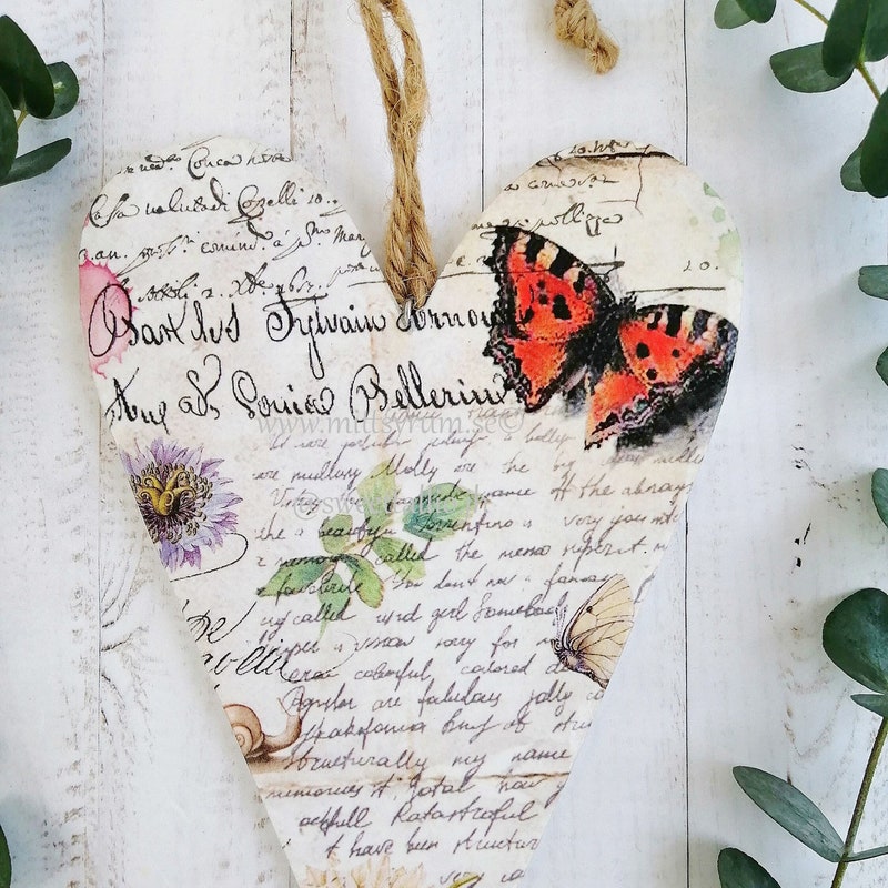 Decoupage Hearts - Etsy UK