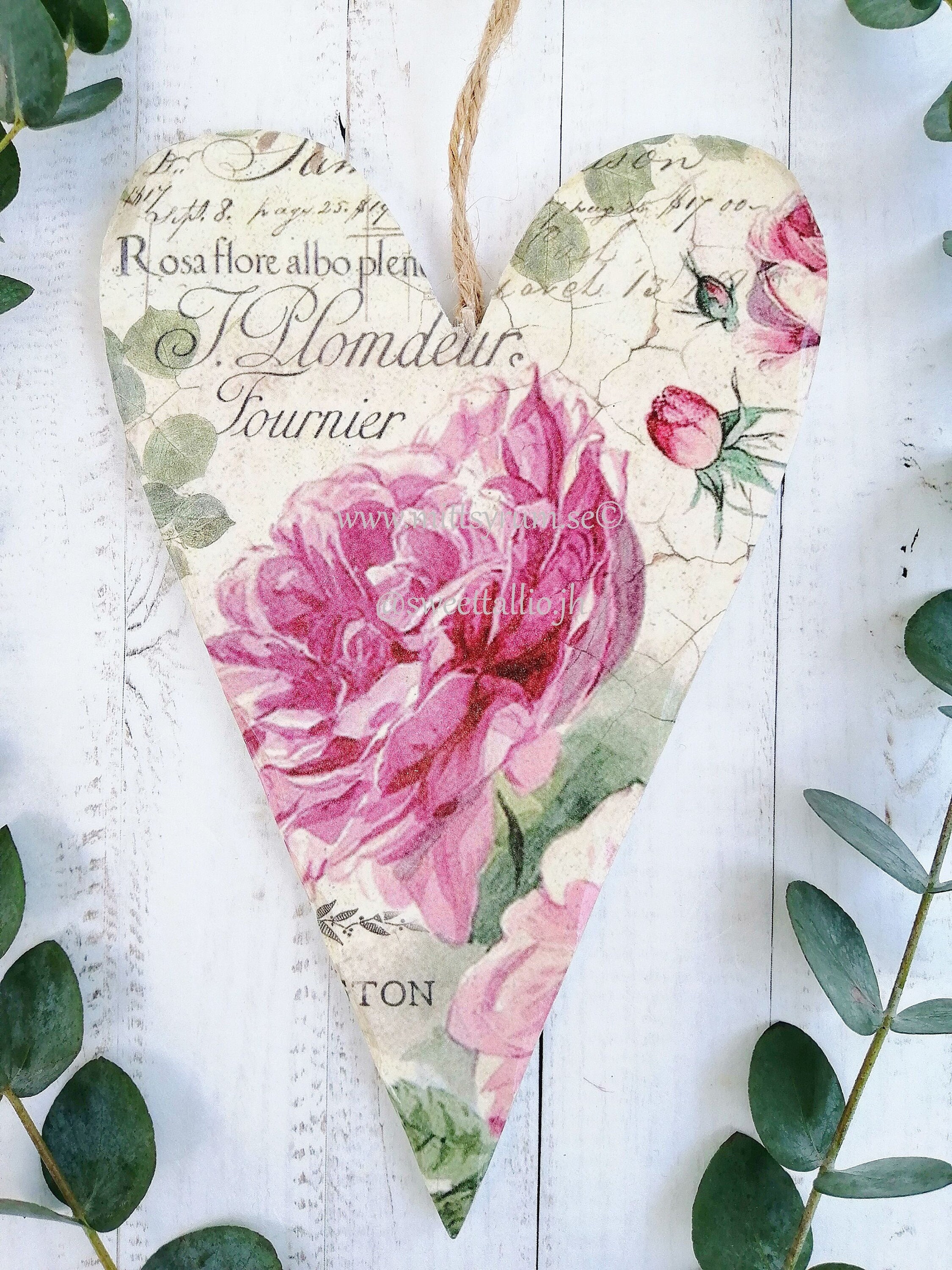 Wooden Decoupage Heart Old English Rose - Etsy
