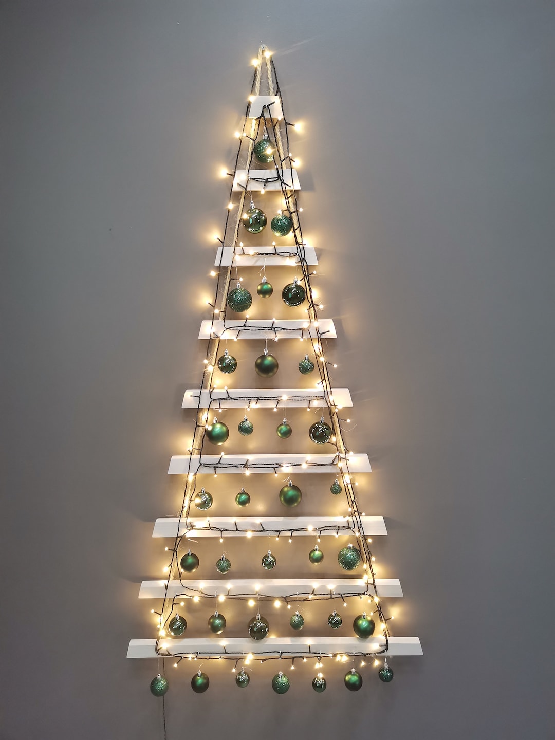 White Wooden Wall Christmas Tree With Metal Hooks (150cm) - Etsy
