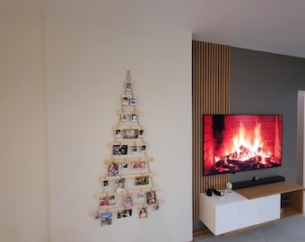 Christmas Tree Wall Hanging Natural Wooden Branch, Green + Gold Theme ...