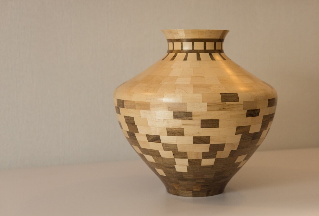 Elegant Wooden Vase Turned Maple and Walnut 700 Individual Parts ...