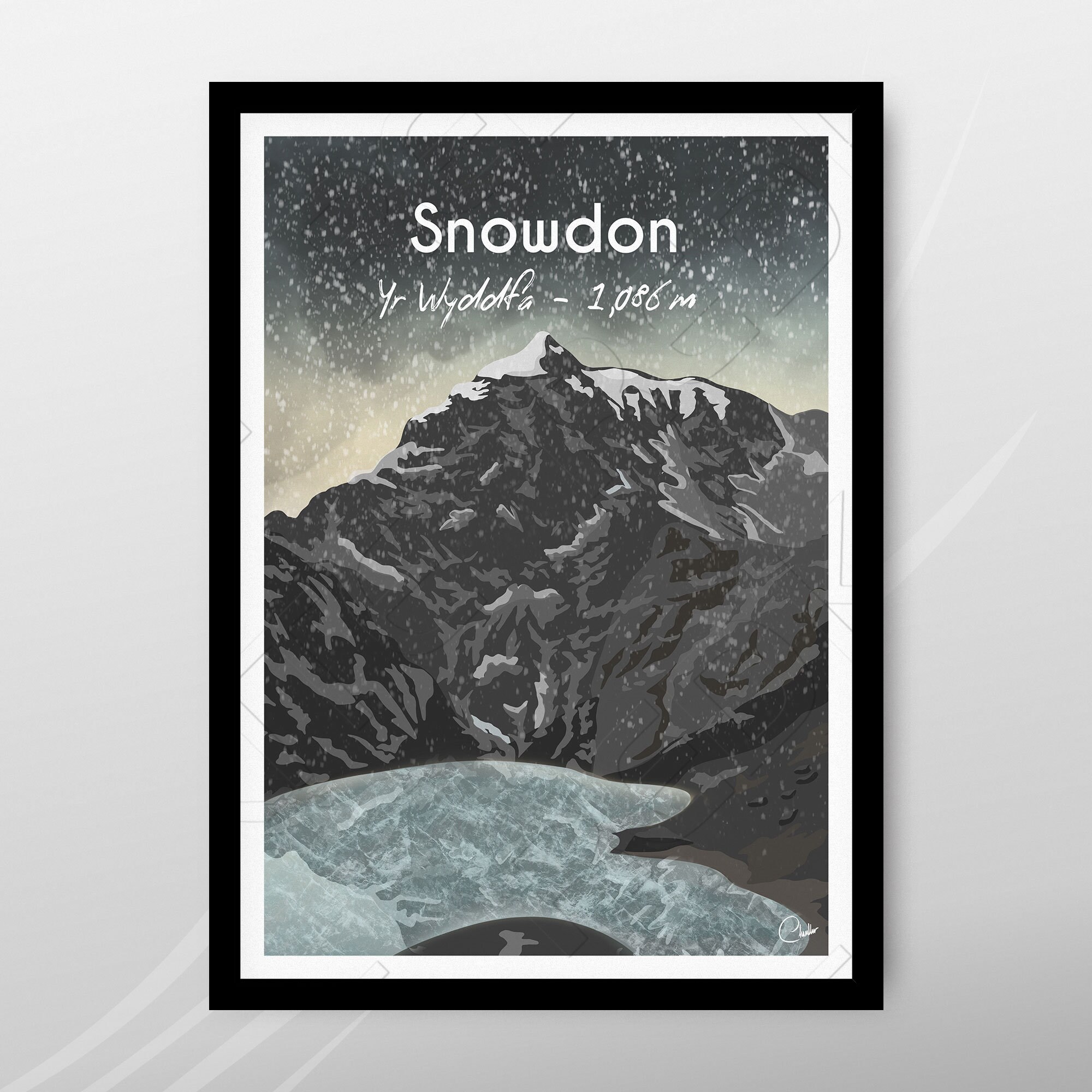 Snowdon Drawing Snowdon Poster Mount Snowdon Snowdon Gifts Hiking Gifts ...