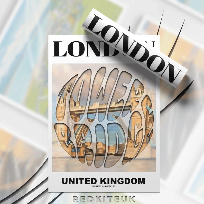 Tower Bridge Print, London Wall Art, United Kingdom Travel Poster ...