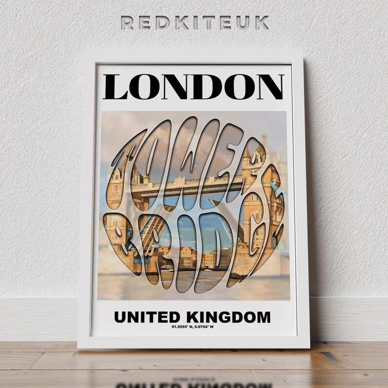Tower Bridge Print, London Wall Art, United Kingdom Travel Poster ...