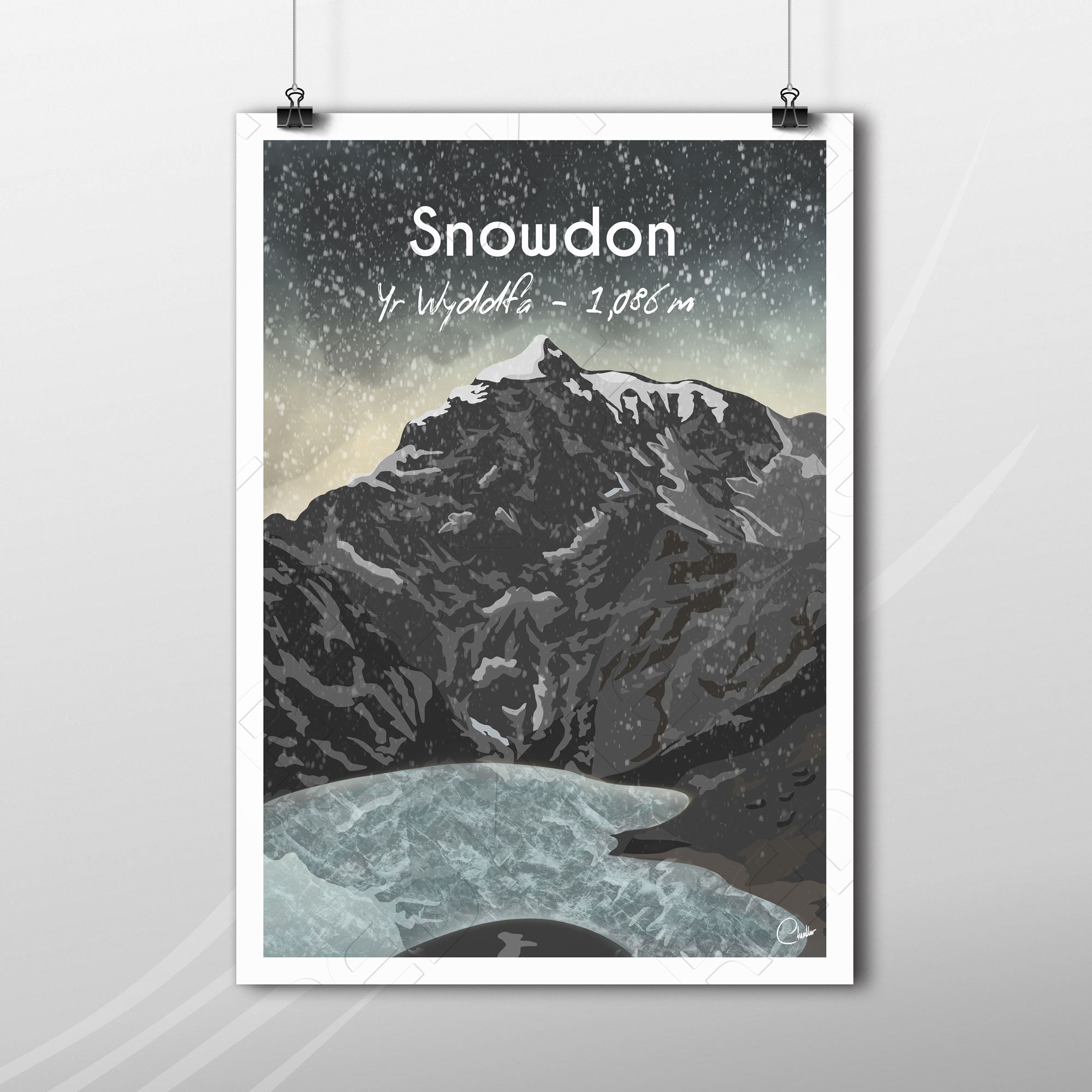 Snowdon Drawing Snowdon Poster Mount Snowdon Snowdon Gifts Hiking Gifts ...