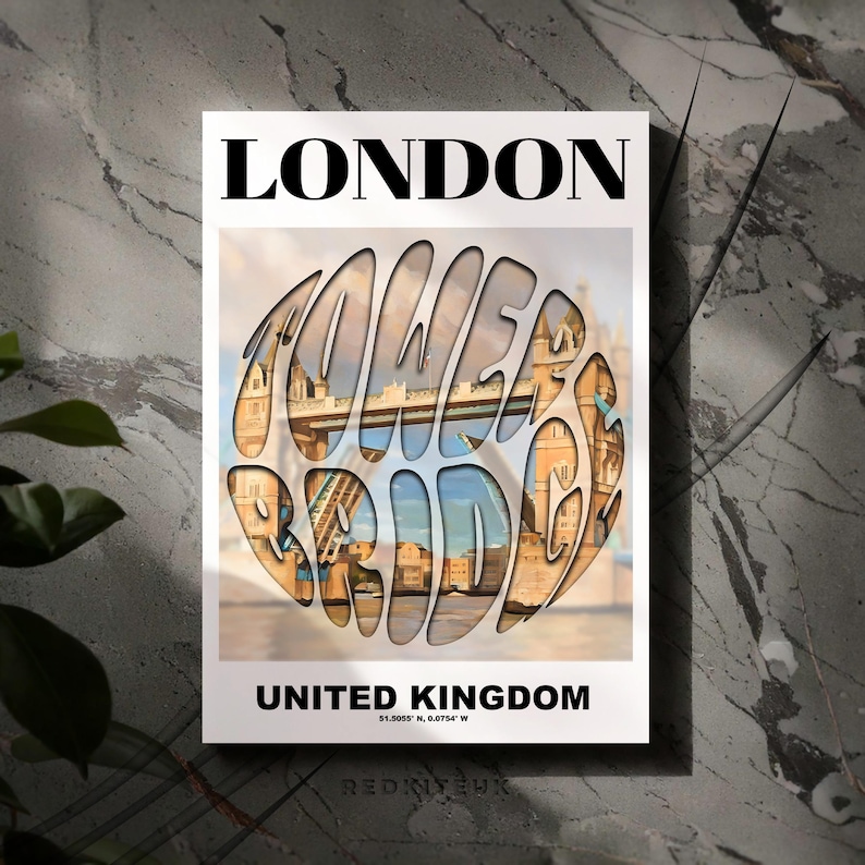 Tower Bridge Print, London Wall Art, United Kingdom Travel Poster ...