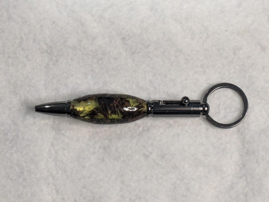 Mini Bolt Action Keychain Pen, With Green Epoxy and Pinecones - Etsy