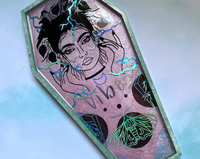 8” Pastel Goth Vibes Resin Coffin, Holographic, Goth Decor, Altar ...