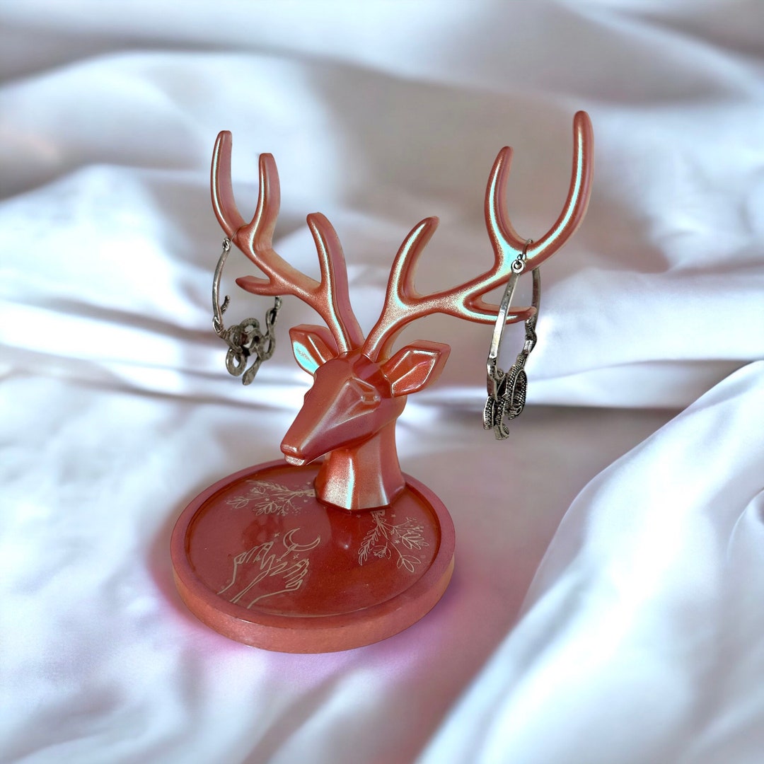 6 Iridescent Holographic Ring Tree, Deer Head, Antlers, Goth Decor ...