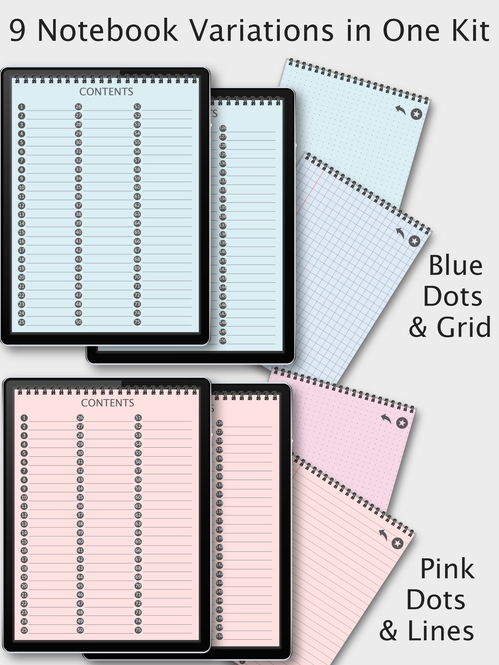 Digital Note Pad Template for Goodnotes Notebook, Notepad Digital Paper ...