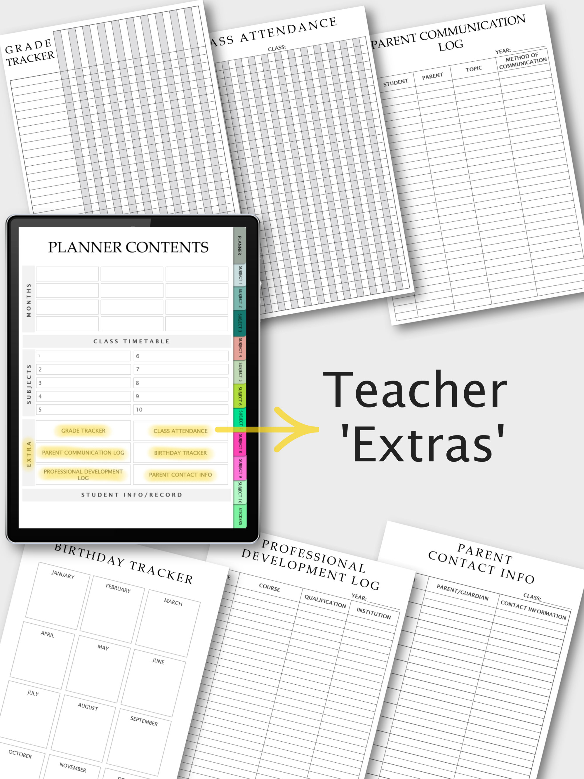 Undated Teacher Calendar 2021, Digital Teacher Planner for Class Work ...