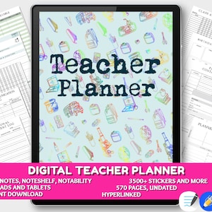 Undated Teacher Calendar 2021, Digital Teacher Planner for Class Work ...
