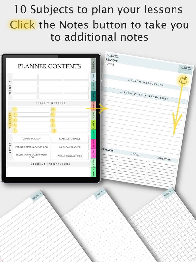 Undated Teacher Calendar 2021, Digital Teacher Planner for Class Work ...