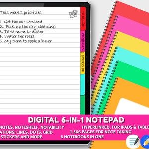 Digital Note Book Template for Goodnotes Notepad, Digital Notebook ...