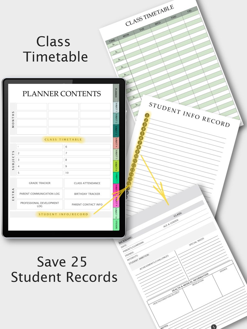Undated Teacher Calendar 2021, Digital Teacher Planner for Class Work ...